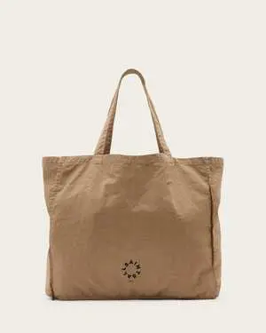 ALLSAINTS Large Printed Tote Bag - Pine Bark Brown