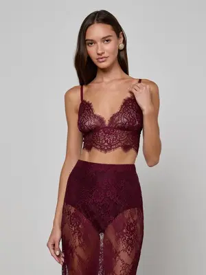L'Agence Aislin Lace Bralette - Dark Port