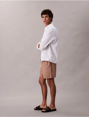 Calvin Klein Linen-cotton Pull-on Shorts - Pistachio Shell