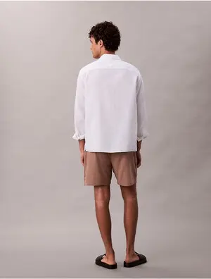 Calvin Klein Linen-cotton Pull-on Shorts - Pistachio Shell