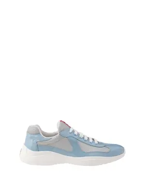 Prada Patent Leather And Technical Fabric Sneakers - Sky Blue