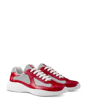 Prada Patent Leather And Technical Fabric America's Cup Sneakers - Red