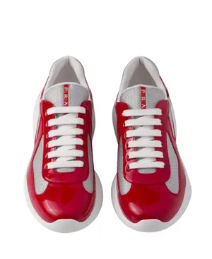 Prada Patent Leather And Technical Fabric America's Cup Sneakers - Red
