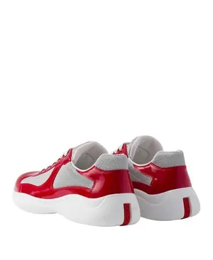 Prada Patent Leather And Technical Fabric America's Cup Sneakers - Red
