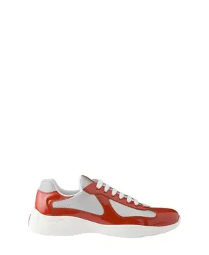 Prada Patent Leather And Technical Fabric Sneakers - Orange