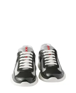 Prada Patent Leather And Technical Fabric Sneakers - Dark Grey