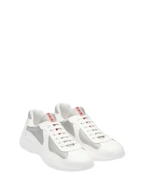 Prada America's Cup Patent Leather And Technical Fabric Sneakers - White