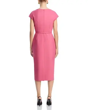 Oscar De La Renta Floral Embroidered Short Sleeve Dress