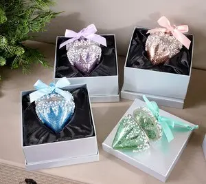 VALERIE PARR HILL As Is Set Of 4 Beaded Heart Ornaments Valerie - One-color
