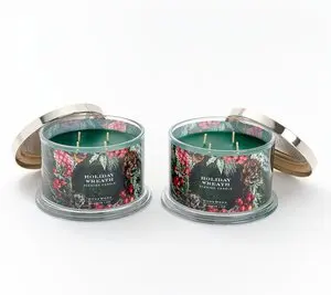 HOMEWORX BY SLATKIN + CO. As Is S/2 18oz Holiday Candles - One-color