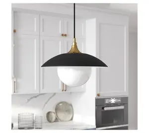 HUDSON&CANAL Alvia 14.5 Wide Pendant With Metal/glass Shade - One-color