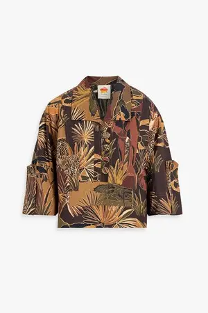 Oversized Palm Leaf Print Shirts