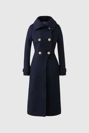 Mackage Elodie-r Double Face Wool Tailored Coat - Navy