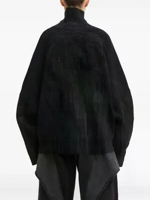 A. A. SPECTRUM Ribbed Panelled Zip-up Cardigan
