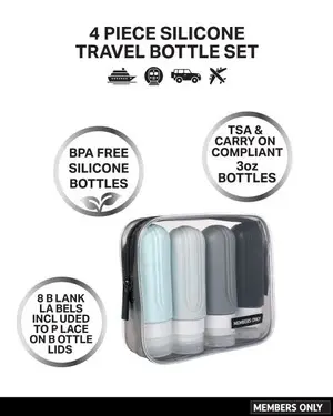 MEMBERS ONLY Tsa-approved Silicone Travel Bottle Set