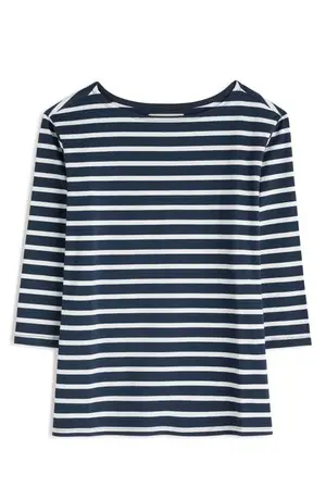 SEASALT CORNWALL Sailor Stripe Organic Cotton Top - Breton Maritime Chalk