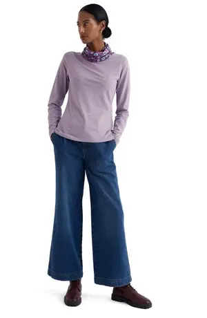 SEASALT CORNWALL Easel Long Sleeve Organic Cotton Top - Grape Thistle
