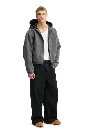 COTTON ON Cropped Hooded Bomber - Washed Black