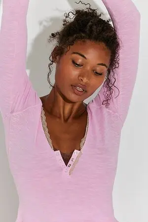 Free People Intimately Lace Layering Top Icing Pink Combo