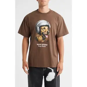 SANTO STUDIO Retriever Racing Graphic T-shirt - Holy Brown