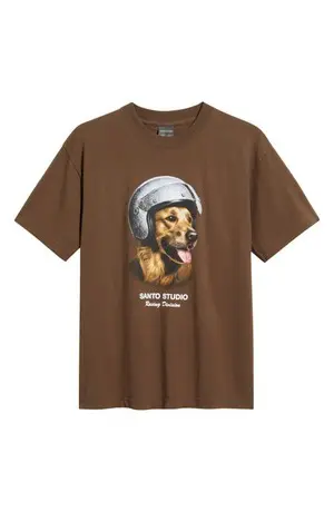 SANTO STUDIO Retriever Racing Graphic T-shirt - Holy Brown