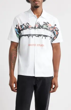 SANTO STUDIO Last Supper Short Sleeve Button-up Shirt