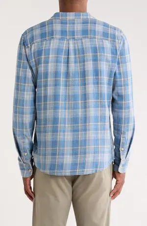 Marine Layer Classic Plaid Stretch Cotton Button-up Shirt - Blue Indigo Plaid