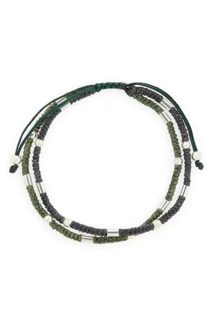 Caputo & Co Balinese Beaded Braided Cord Bracelet - Green Combo