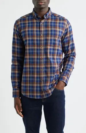 Johnston & Murphy Heather Plaid Button-down Shirt