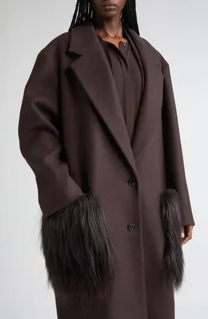 Michael Kors Two-button Coat With Shearling Trim