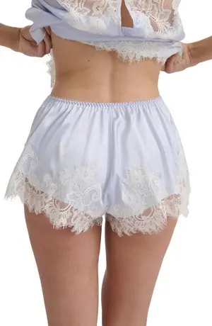 KAT THE LABEL Lace Trim Satin Shorts