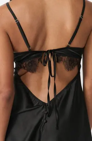 KAT THE LABEL Ray Lace Trim Satin Teddy