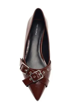 Free People Pointed-toe Kitten Heel Pumps - Cabernet Vegan Leather