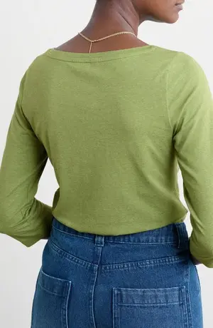 SEASALT CORNWALL Easel Stretch Organic Cotton Top - Melange Aloe