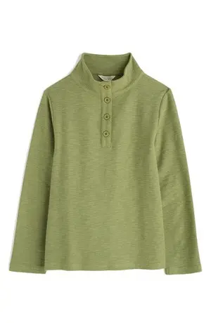 SEASALT CORNWALL Organic Cotton Half Placket Sweatshirt - Moss