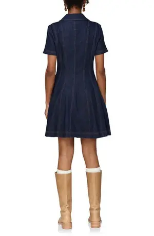 Avec Les Filles Seamed Collared Denim Minidress