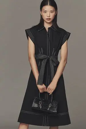 English Factory Short-sleeve Belted Midi Dress