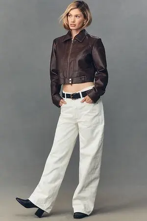 PILCRO Rumi Shrunken Faux Leather Moto Jacket