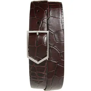 Canali Croc Embossed Leather Belt - Brown