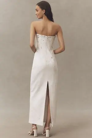 Bhldn Strapless Embellished Column Maxi Dress