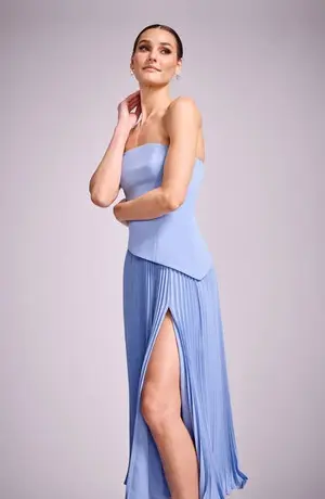 Dress The Population Kacey Strapless Midi Dress - Sky