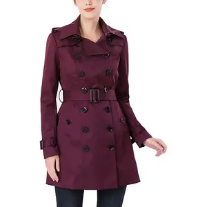 KIMI + KAI Hooded Trench Coat With Belt - Grape Wine