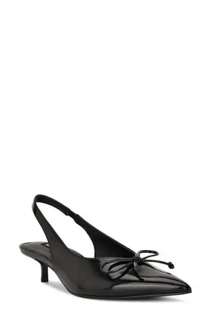 Nine West Evaa Pointed Toe Slingback Kitten Heel Pumps - Black