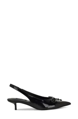 Nine West Evaa Pointed Toe Slingback Kitten Heel Pumps - Black