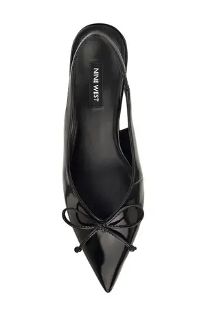 Nine West Evaa Pointed Toe Slingback Kitten Heel Pumps - Black