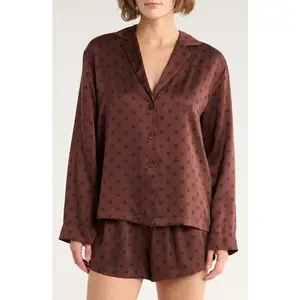 Lunya Washable Silk Short Pajamas - Chocolate Ellip