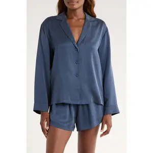 Lunya Washable Silk Short Pajamas - Deep Blue