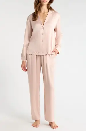 Lunya Print Washable Silk Pajamas - Delicate Pink