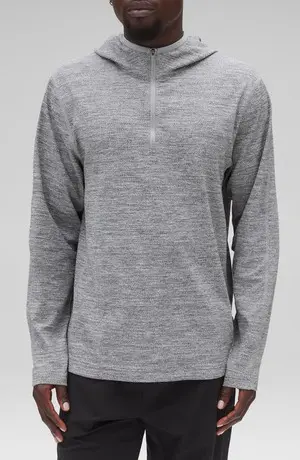 Reigning Champ Solotex® Mesh Tiebreak Quarter Zip Performance Hoodie - Heather Grey