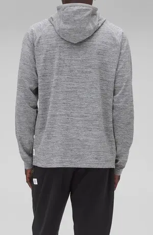 Reigning Champ Solotex® Mesh Tiebreak Quarter Zip Performance Hoodie - Heather Grey